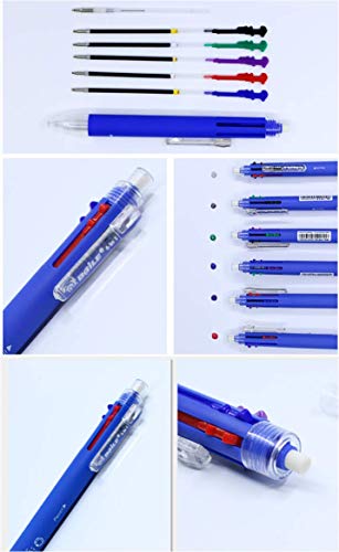 Ipienlee 5 + 1 Multifunctional Pens 5 Color 0.7 mm Ballpoint Multi Pen and 0.5 mm Mechanical Pencil in One Pen, Pack of 6