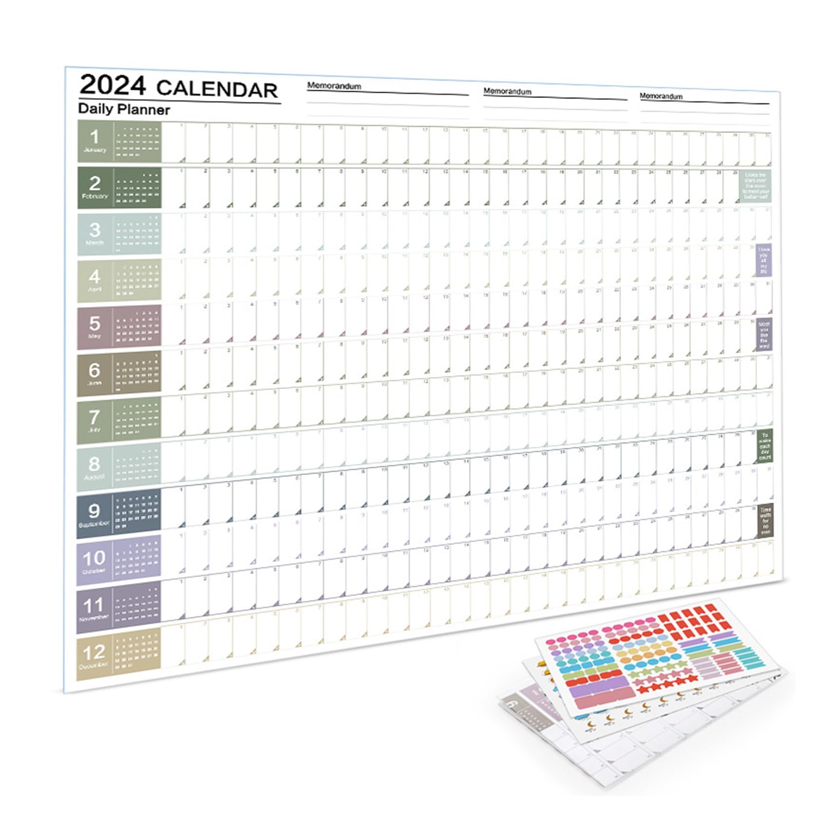 2024 Wall Calendar Planner Sheet Yearly Monthly Weekly Daily Planner To Do List Hanging Agenda Schedule Organizer Office Office Supplies