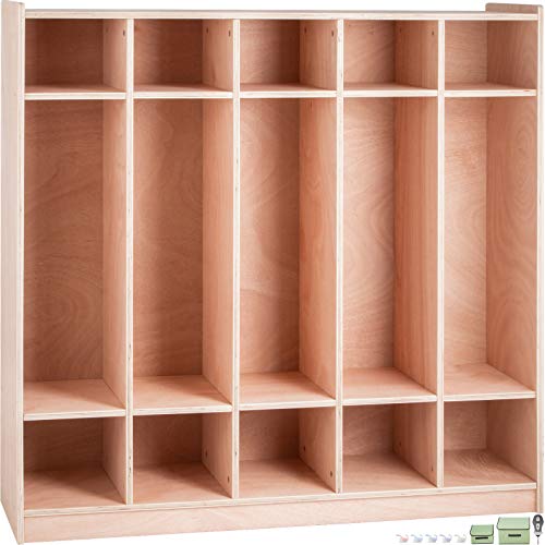Happybuy 5-Section Classroom Coat Locker, 15mm Thickness Cubbies for Classrooms, Classroom Cubbies, Classroom Furniture with 4 casters for Home, School, Kindergarten