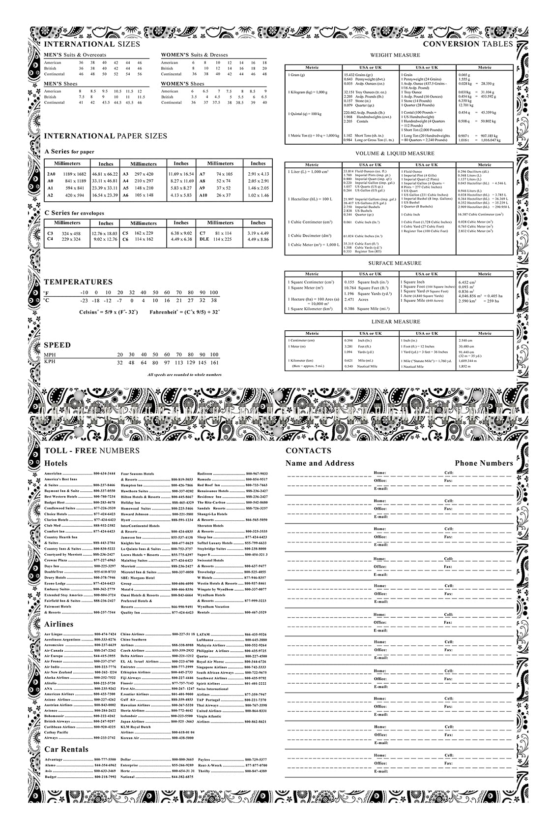 2024-2025 Academic Year 12 Months Student Calendar/Planner for Wall & Desk & 3-Ring Binder, for School, Teacher, Student (Black&White Paisley Edition #010)