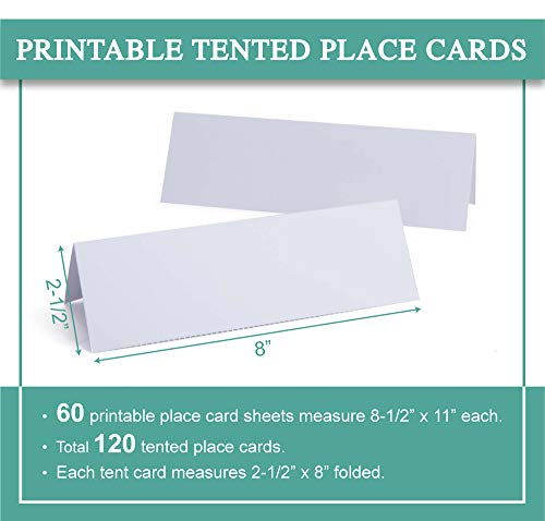 KARRES (QTY 120) 2.5 x 8 Inches Blank Table Place Tent Cards for Weddings Banquets Events Table Seating Food Labels