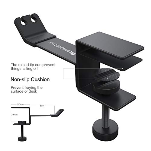 Headphone Headset Stand Holder, 6amLifestyle Universal Metal Gaming Headphones Hanger Mount Under Desk Hook Clip with Adjustable Clamp for All Headsets, Black(Patented)