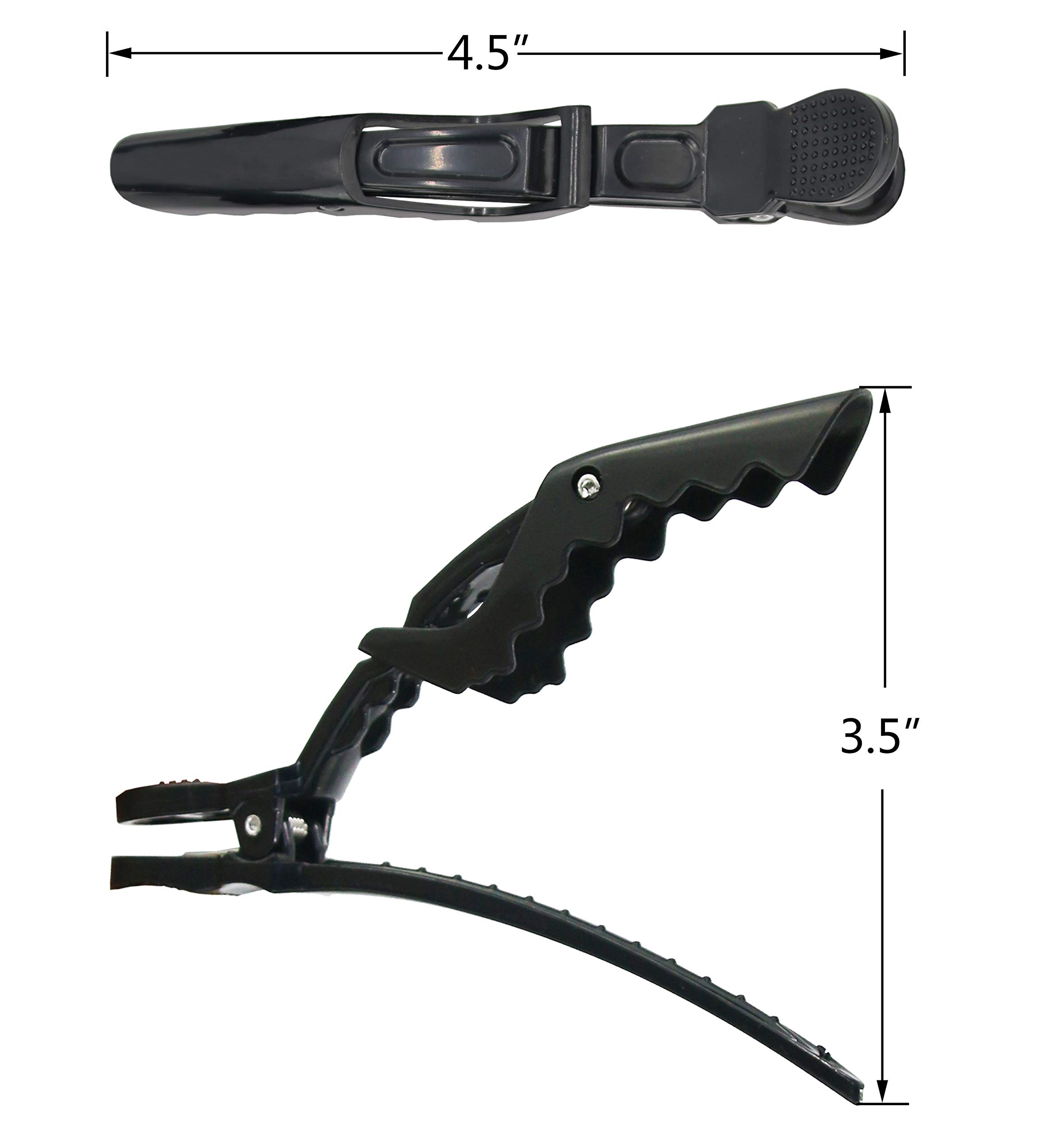HH&LL 12pcs Hair clips for Styling – Wide Teeth & Double-Hinged Design – Alligator Styling Sectioning Clips of Professional Hair Salon Quality (Black without Logo)