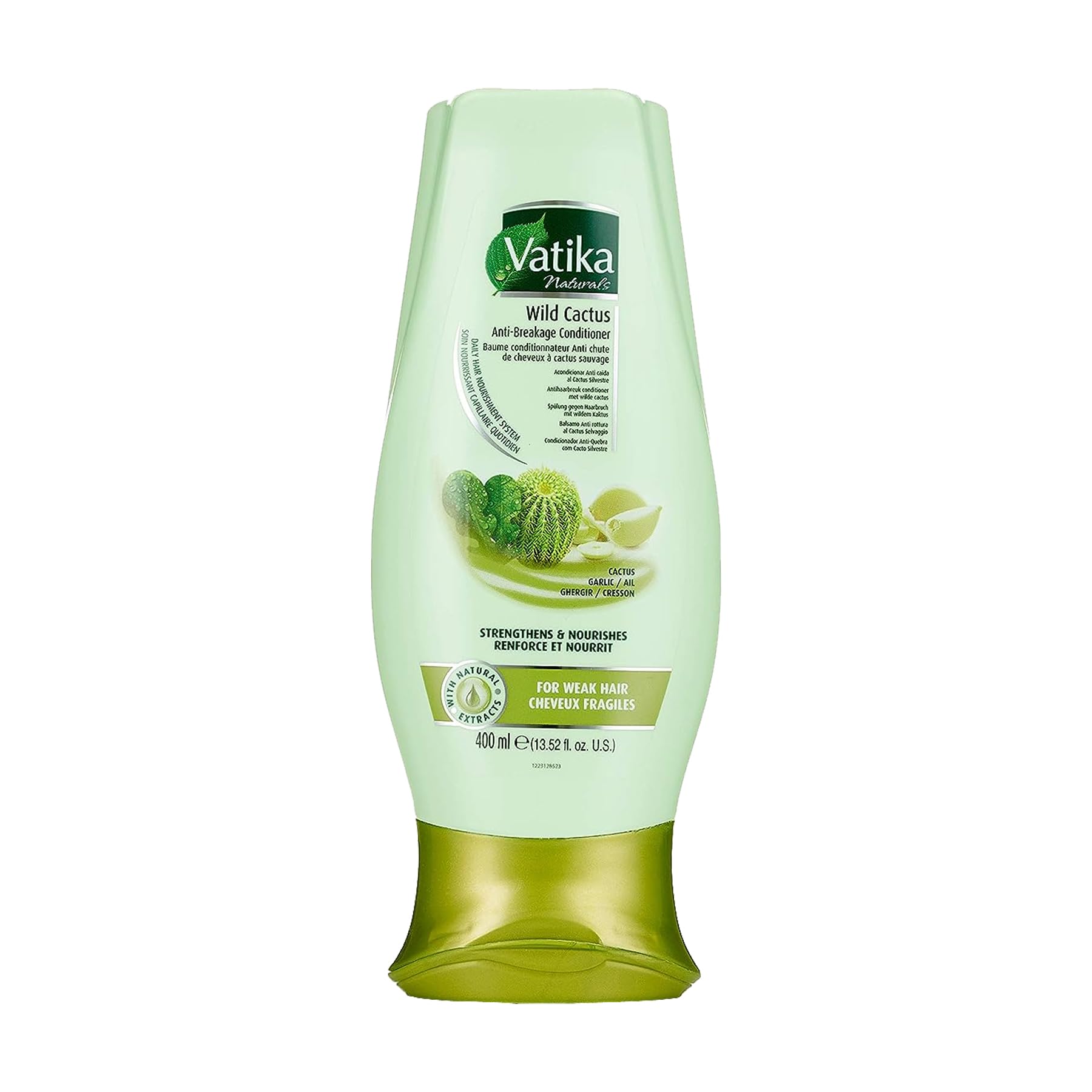 Dabur Vatika Naturals Conditioner, Natural Moisturizing Hair Conditioner for Women w/All Hair Types - Long, Curly, Dry, or Color-Treated Hair - Scalp Hydrating Moisturizer (400ml Bottle, Wild Cactus)