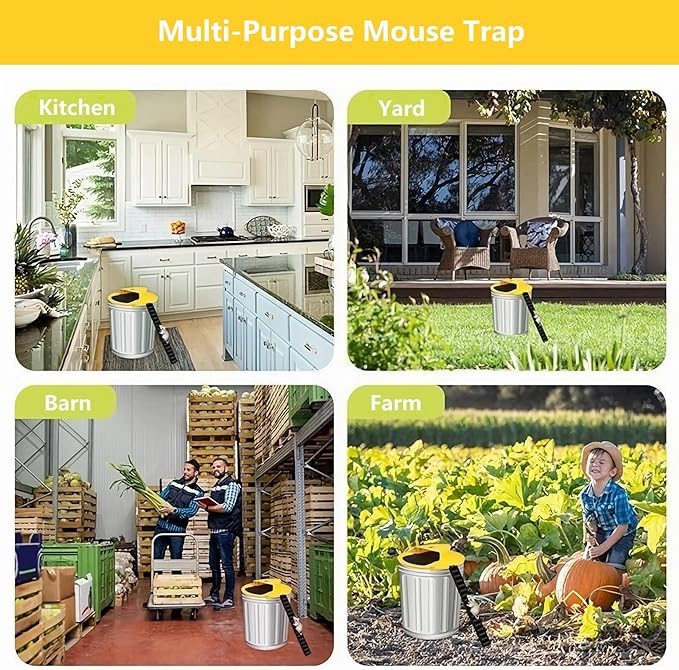 MGVDSES Mice Mouse Trap Bucket Flip Lid,Mouse Trap Bucket Indoor Outdoor,Humane Mouse Trap,Mouse Trap Bucket Lid Auto Reset | 5 Gallon Bucket Compatible | Mouse Trap Bucket Lid (2 Pack)