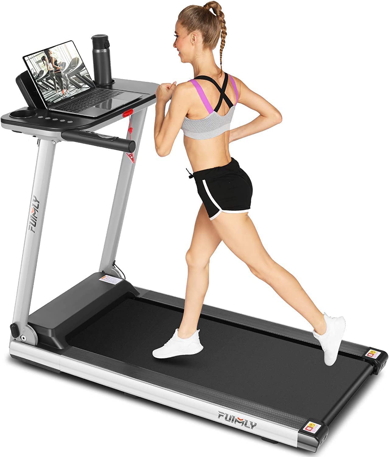 4-in-1 Treadmill with Large Desk, 2.25HP Folding Electric Treadmills, Pet Treadmill, LCD Display, Bluetooth Speakers, Walking Jogging Running Machine for Home/Office Use TR12901