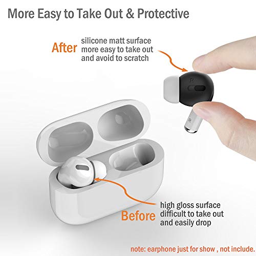 TENNMAK Non Slip Silicone Ear Cover Compatible with AirPods Pro Ear Cover Earpads Ear Tip Sleeve Accessory (fit in The case) (Black)