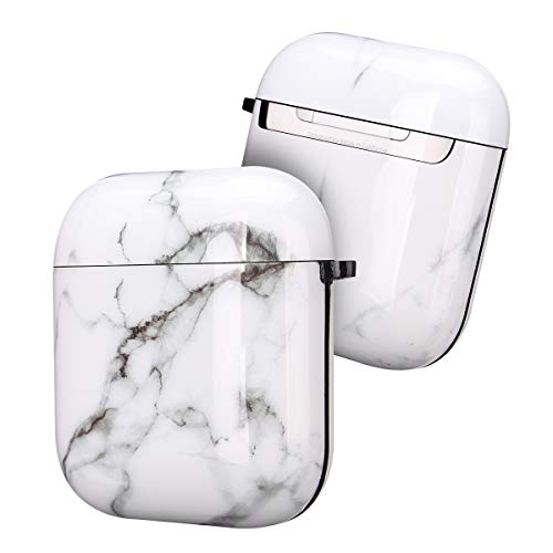 GOLINK Case for Airpods,Marble Series Protective Shockproof TPU Gel Case with Printing for Airpods 1st/2nd Charging Case(White Marble)