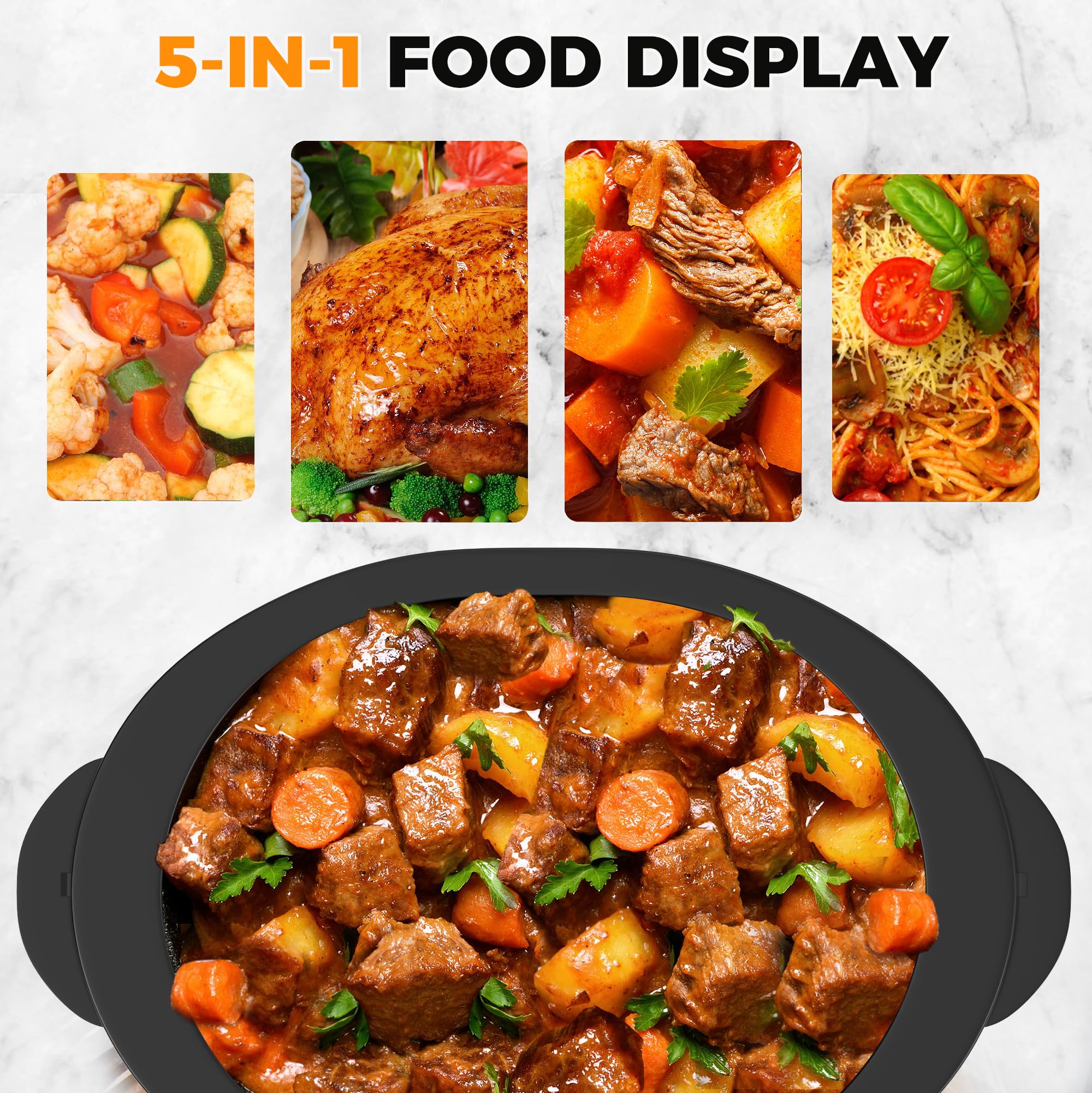 8 QT Electric Roaster Oven with Self-Basting Lid, Turkey Roaster Oven with Defrost Warm Function, Removable Pan and Rack, Black