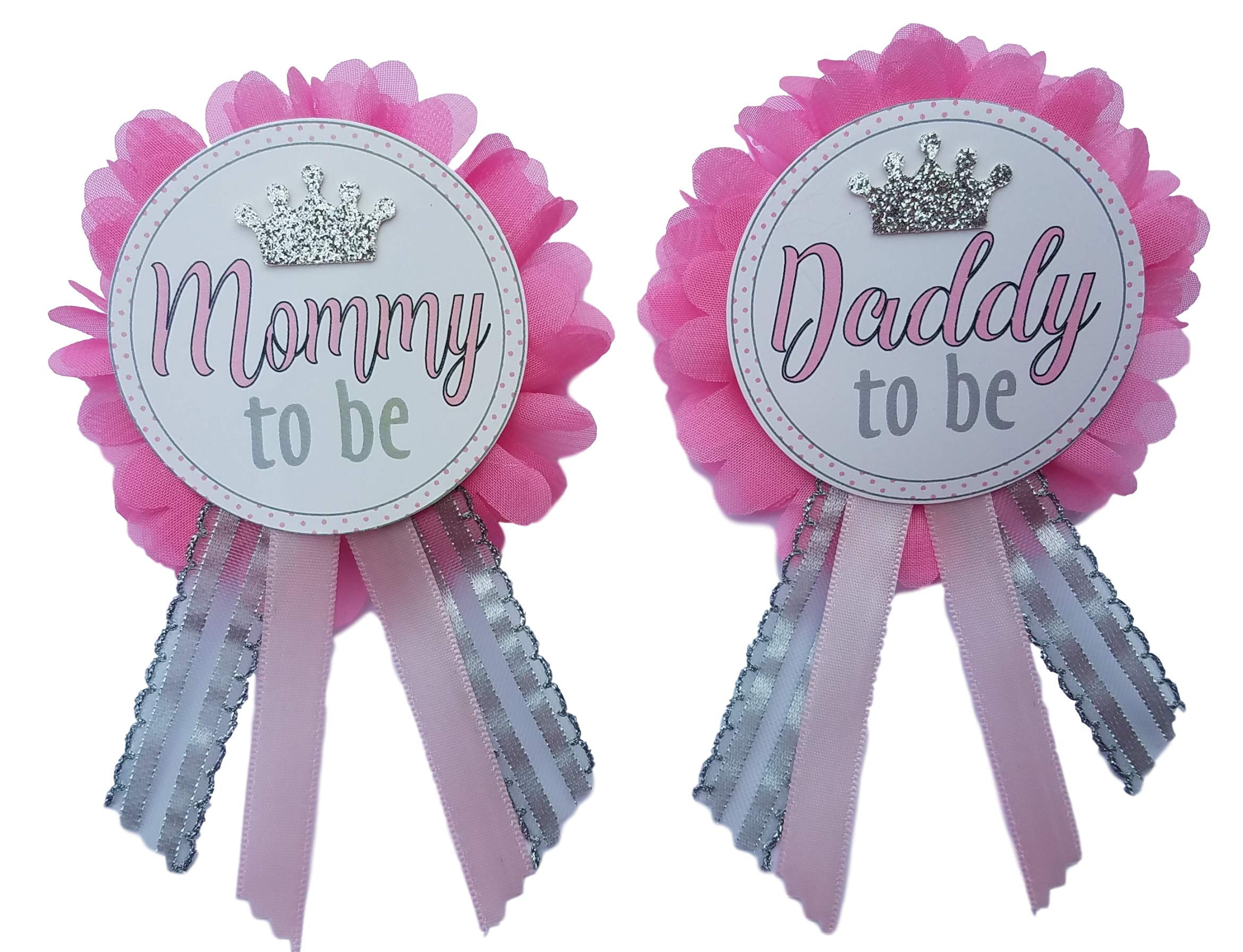 Princess-Themed Baby Shower Pins for Mommy & Daddy to Be – Elegant "Mommy-to-Be" & "Daddy-to-Be" Badges – Perfect for Girls' Baby Showers