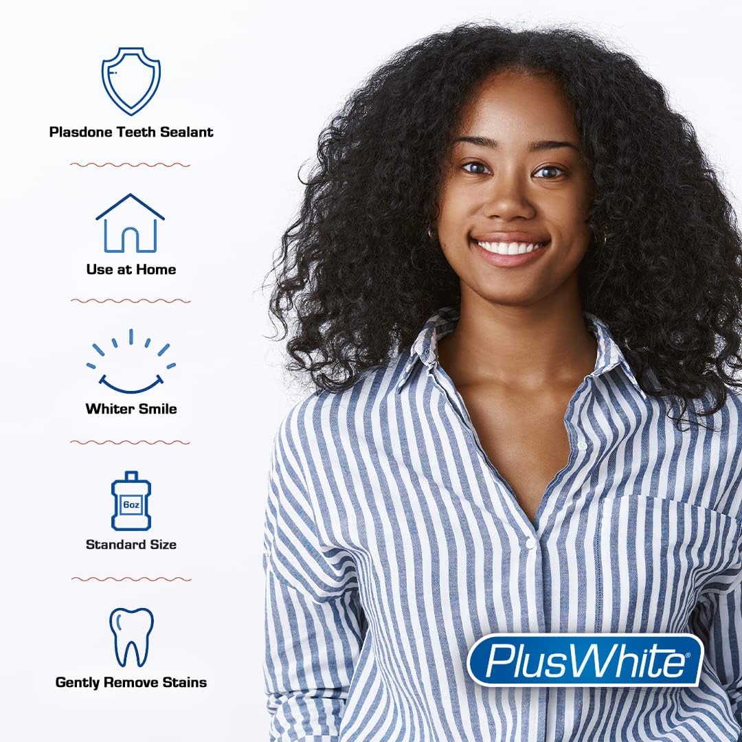 Plus White Post Whitening Stain Rinse - Protects Against Smoking, Wine, & Coffee - Dentist Recommended Whitening Teeth Rinse (6 oz, Pack of 1)