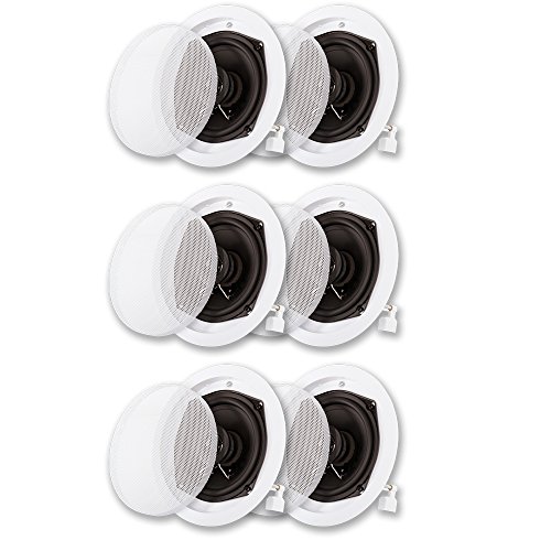Acoustic Audio R191 in Ceiling/in Wall Speaker 3 Pair Pack 2 Way Home Theater 1200 Watt R191-3PR