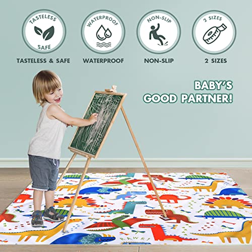 Winthome Splat Mat for Under High Chair mat, 43 x 43 Inch Alphabet Pattern Waterproof and Washable Spill Mat Anti-Slip Floor Protector for Mealtime Arts Crafts Carpet Picnic