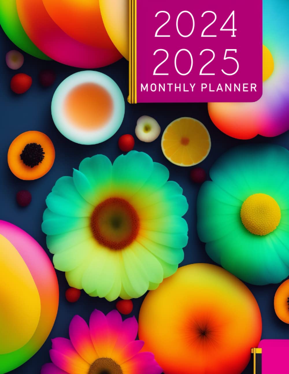 2024-2025 Monthly Planner: Large Floral Two 2 Year Agenda Organizer - 24 Months Calendar .