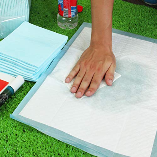 kathson 50 PCS Rabbits Disposable Diaper Cage Pad Super Absorbent Healthy Cleaning Underpads for Guinea Pigs,Hedgehogs, Hamsters, Chinchillas, Cats, Reptiles and Other Small Animals(Blue)