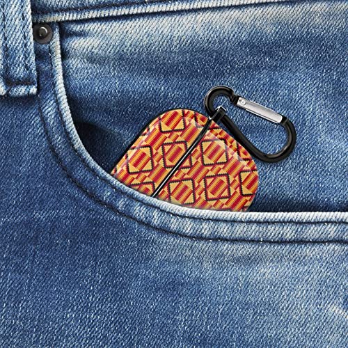 African Kente Pattern Printed Bluetooth Earbuds Case Cover Compatible for Airpods 3 Protective Storage Box with Keychain