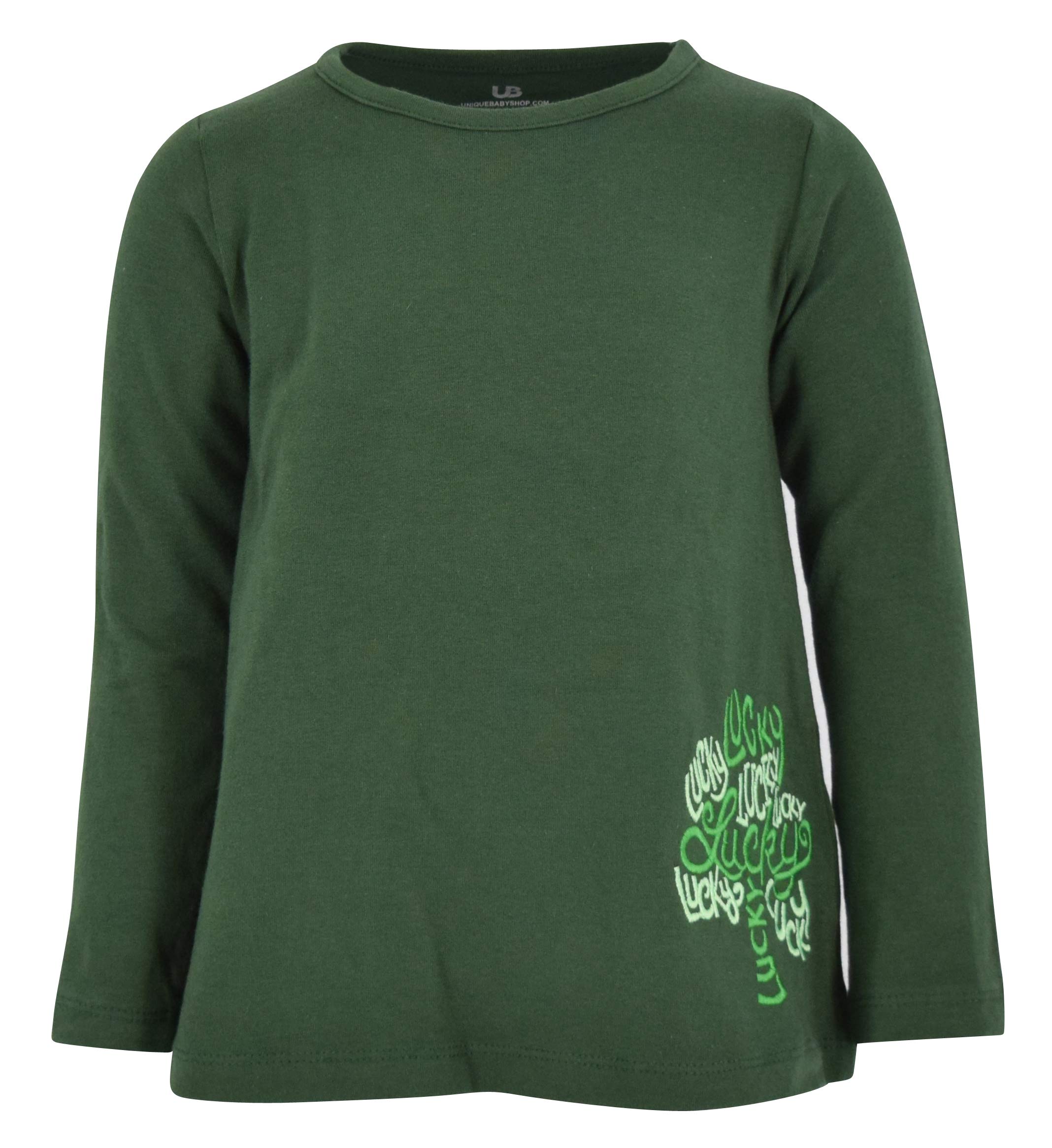 Unique Baby Girls Lucky Clover Embroidery 2 Piece St Patricks Day Outfit (4t)