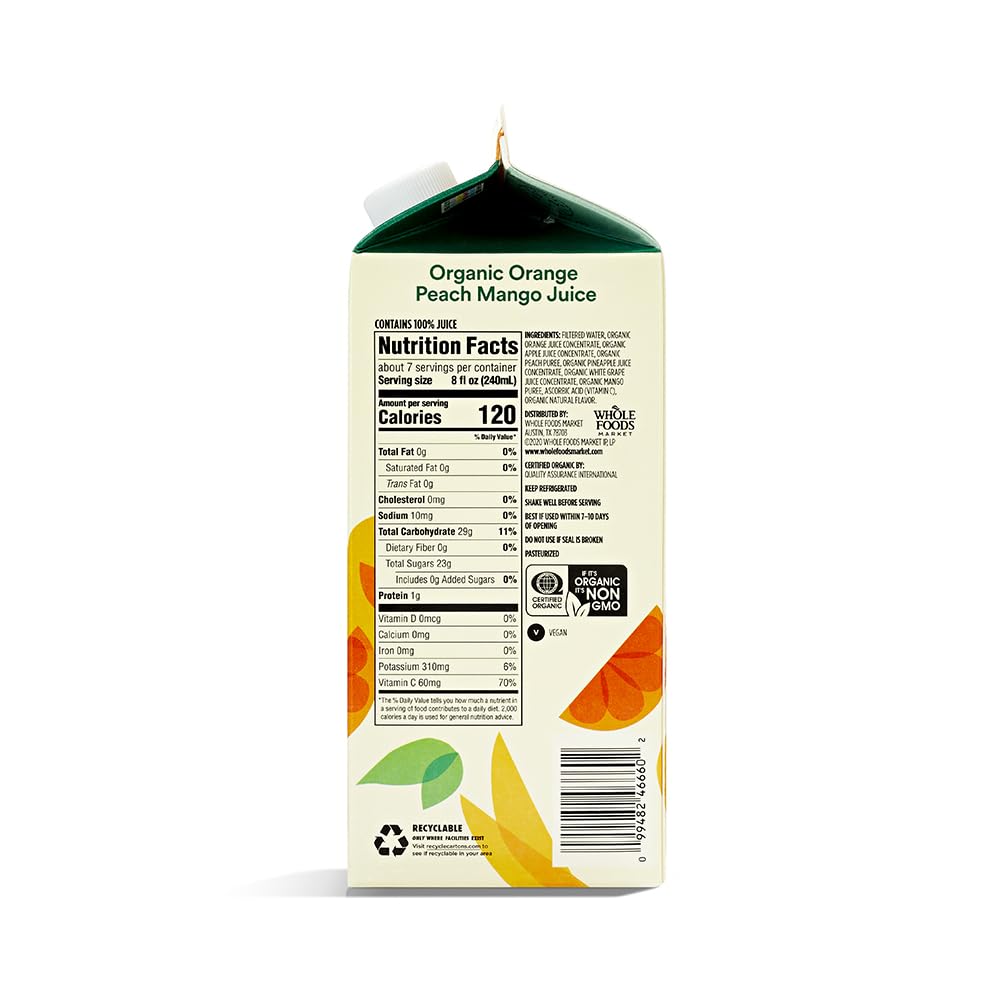 365 by Whole Foods Market, Organic Orange Peach Mango Juice, 59 Fl Oz