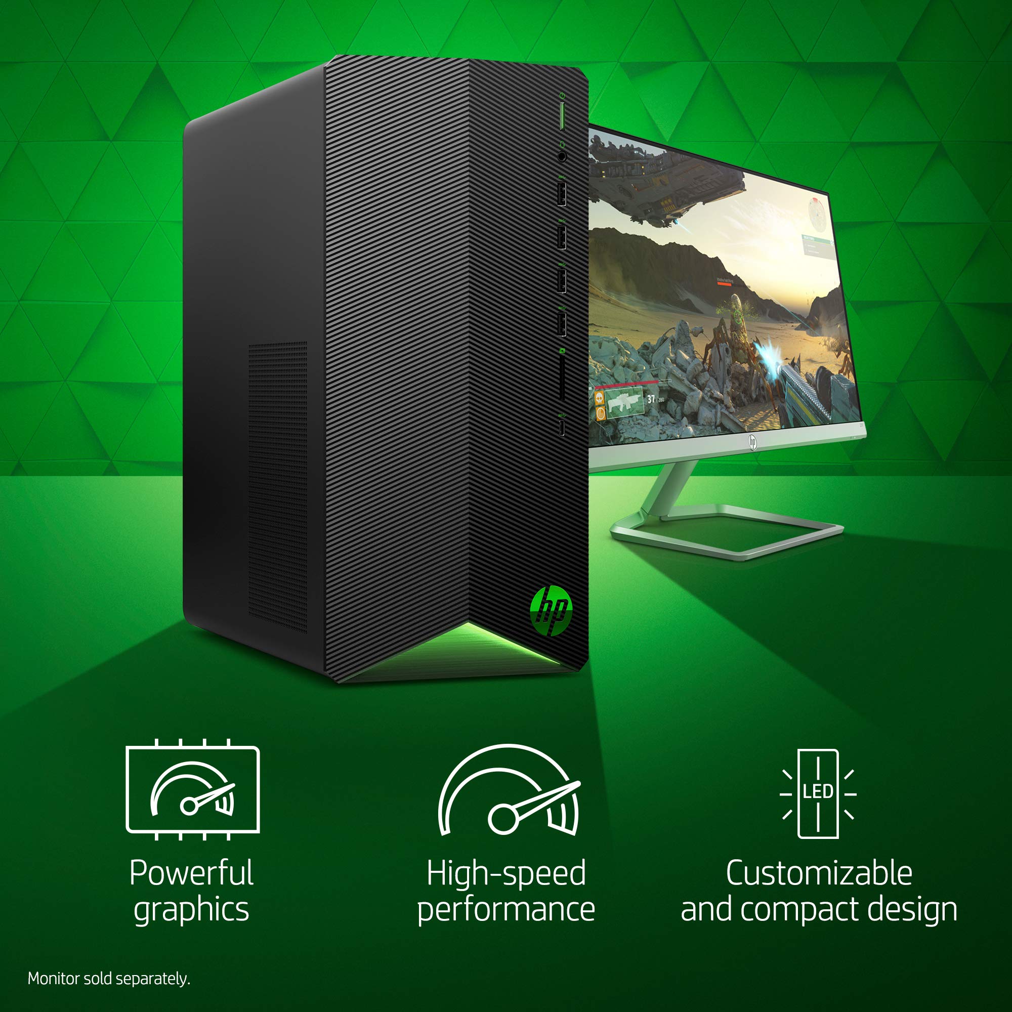 HP Pavilion Gaming Desktop Computer, 9th Generation Intel Core i5-9400F Processor, NVIDIA GeForce GTX 1650 4 GB, 8 GB RAM, 256 GB SSD, Windows 10 Home (TG01-0020, Black)
