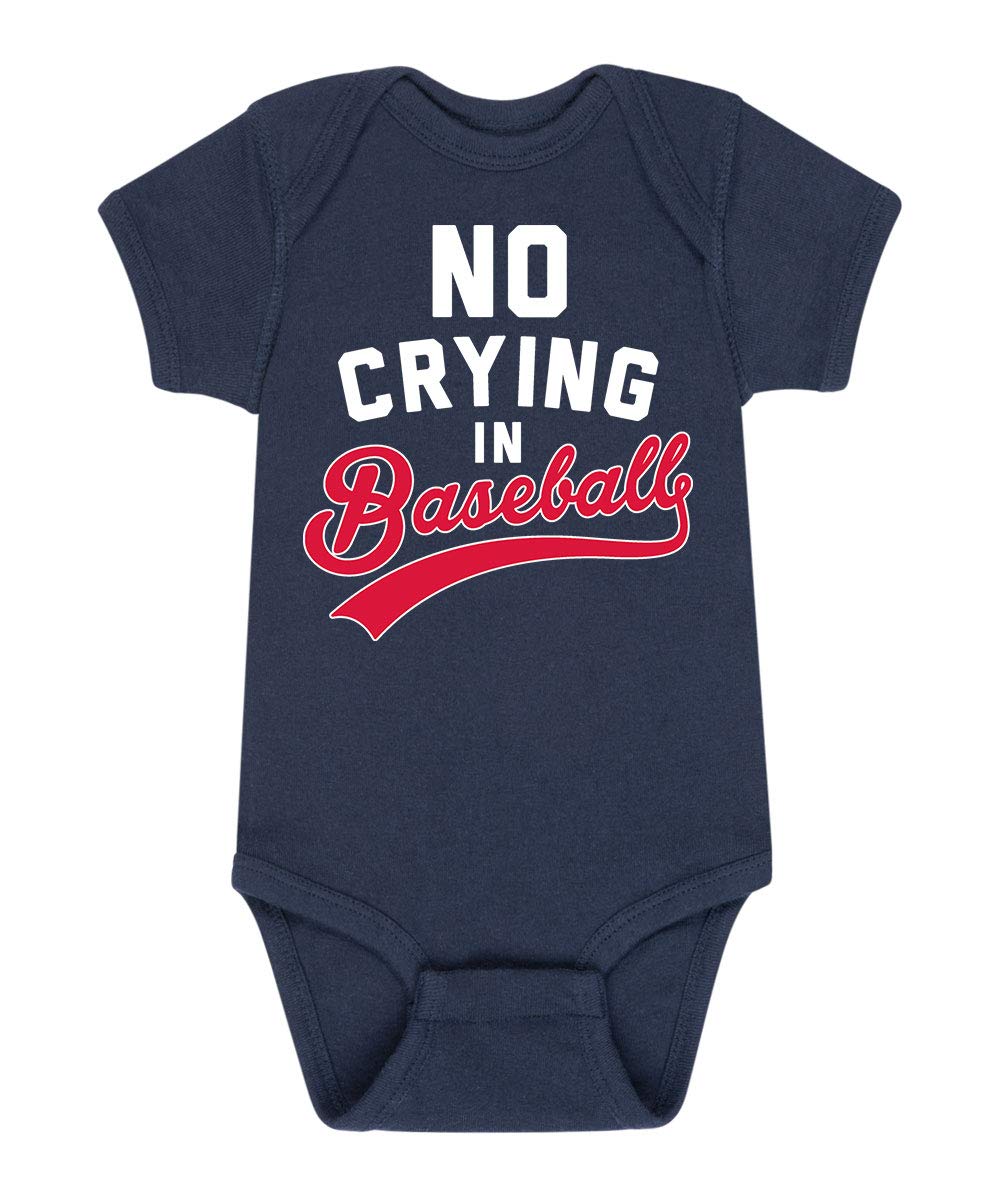 Instant Message - No Crying in Baseball - Infant Baby One Piece - Size 6 Months Navy