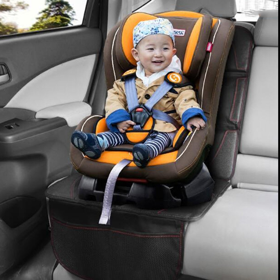 FLR 2 Pcs Car Seat Protector Black Waterproof Universal Foldable Car Seat Cover Protector Dog Mat with Thickest Padding for Child & Baby Cars Seats