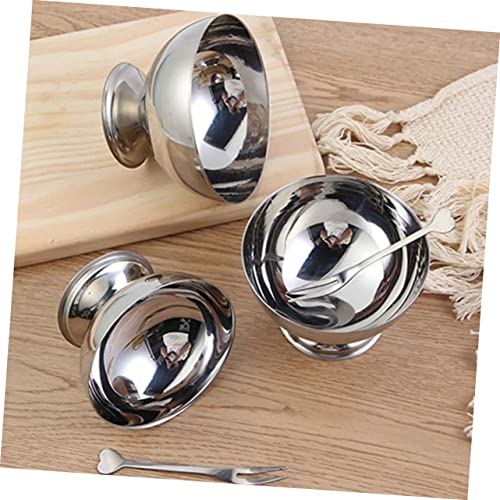 Abaodam 2 pcs Snack Bowl Reusable Tiramisu Footed Glass and Sauce DIY Cm Trifle Cup Ice Steel Wedding Appetizer Meal Bulk S/Parfait Pudding Foot Plate Prep Condiment Mixing Practical