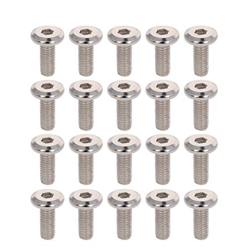 MroMax 20Pcs M6 x 16mm Flat Head Hex Socket Cap Screws Bolts, Nickel Plated Carbon Steel Fully Threaded Furniture Screws for Assemble Cabinets, Baby Beds, Tables and Chairs