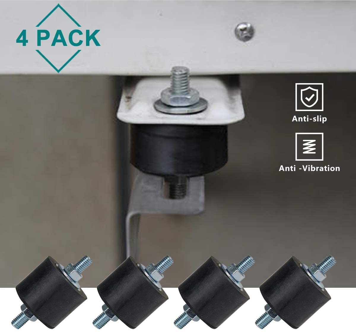 Daisypower Air Conditioner Rubber Vibration Mounting Bracket,M8 Anti-Vibration Isolator Pads for Outdoor Ductless Mini Split Units AC Condensers