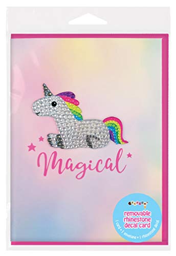 iscream Colorful 'Magical' Greeting Card with Removable Rhinestone Unicorn Decal and Envelope