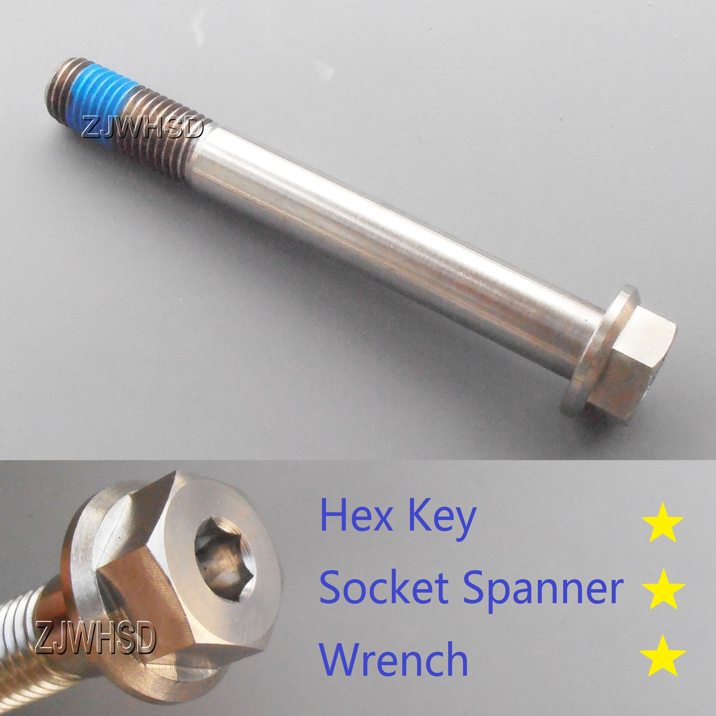 M12 x 1.25 x 100 mm Titanium Ti Screw Bolt Socket Cap Head & Hexagon Hex Flange Head + Blue Thread Lock