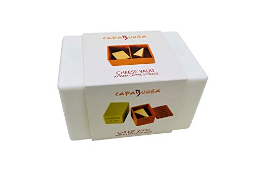 CapaBunga Cheese Vault with Divider - Reusable Artisan Cheese Storage Container for Fridge - Food Grade Silicone Cheese Container 6x4x3.5ā - Cheese Keeper for Refrigerator - White Cheese Holder