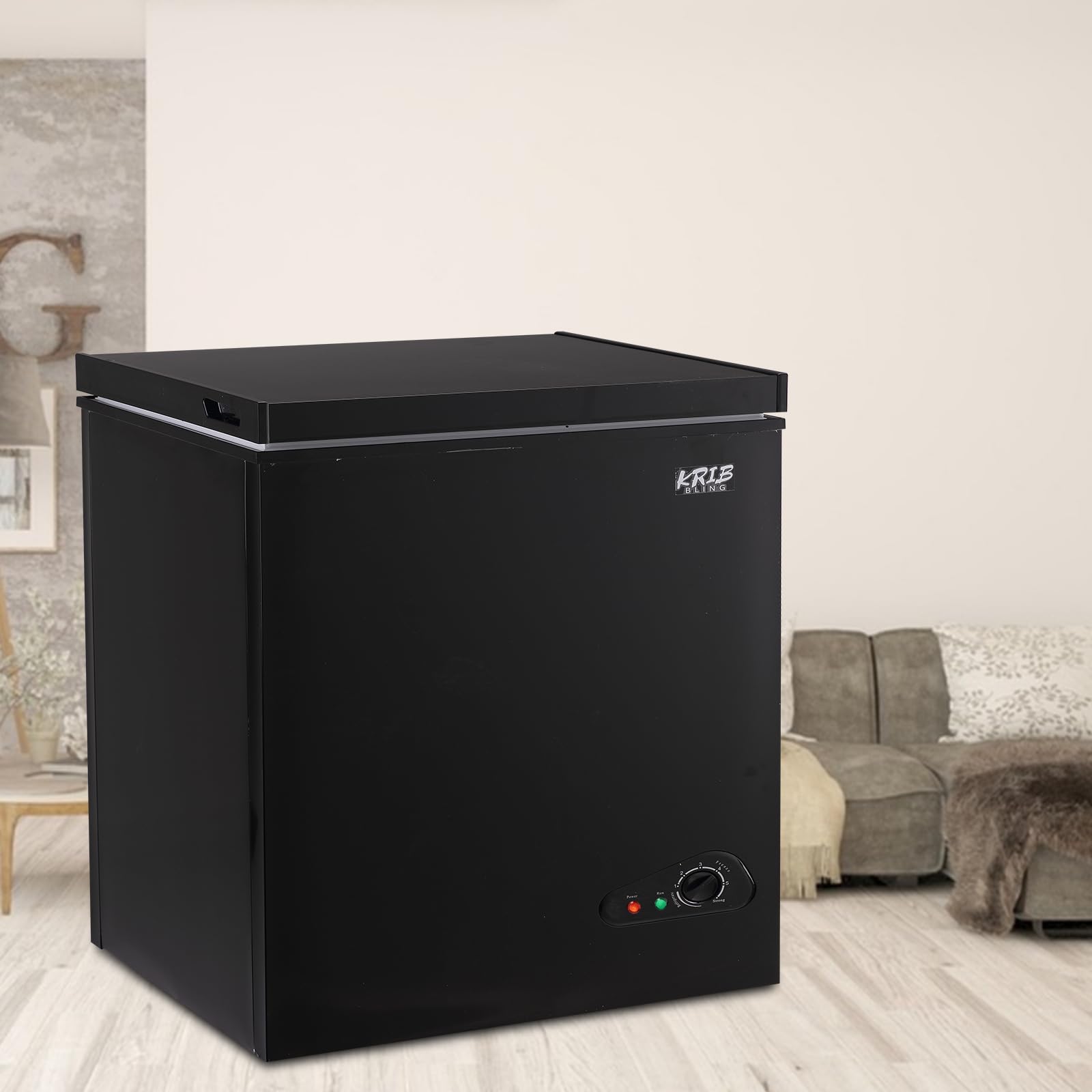 Chest Freezer with Freezer Basket, 7.0 Cu. Ft Mini Freezer 7 Temperature Levels Thermostat, Top Door Open, Ideal for Home, Kitchen & Office, Black