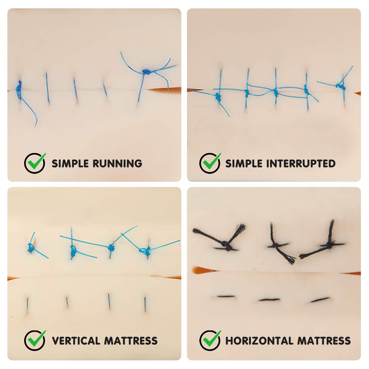 Medarchitect Upgraded Suture Practice Pad Reusable Silicone Medical Training Skin Model with 19 Pre-Cut Wounds for Medical Practice Suturing Medical Student Training Education Course