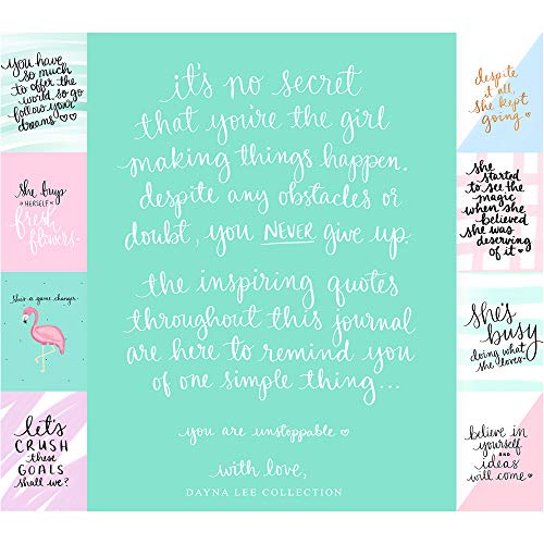 Eccolo Inspirational Quote Journal for Women, Hardcover Notebook, Faux Leather, Lay Flat Notebook, “She's Unstoppable”, Dayna Lee Collection (Mint, 5x7 Inches)