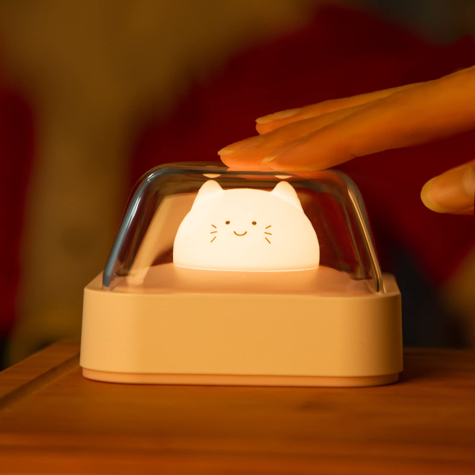 AVSMGP Nursery Night Light, Baby Night Light for Breastfeeding and Sleep Aid, Portable Battery Powered Bedside Nightlight, Touch Control Dimmable Nursery Lamp, Cute Cat Gifts for Cat Lovers,Pink