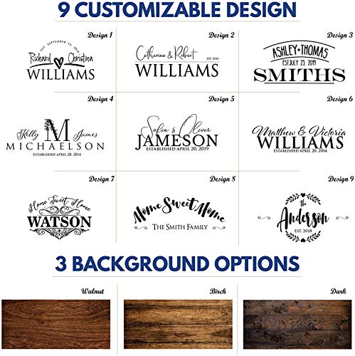 Key Hangers for Wall, Personalized Text Option w/Elegant 12 Design, 3 Wood Options, House Warming Present for New Home, Mr Mrs Wedding Gift for Couple, Custom Key Ring Holder for Wall - Key Rack