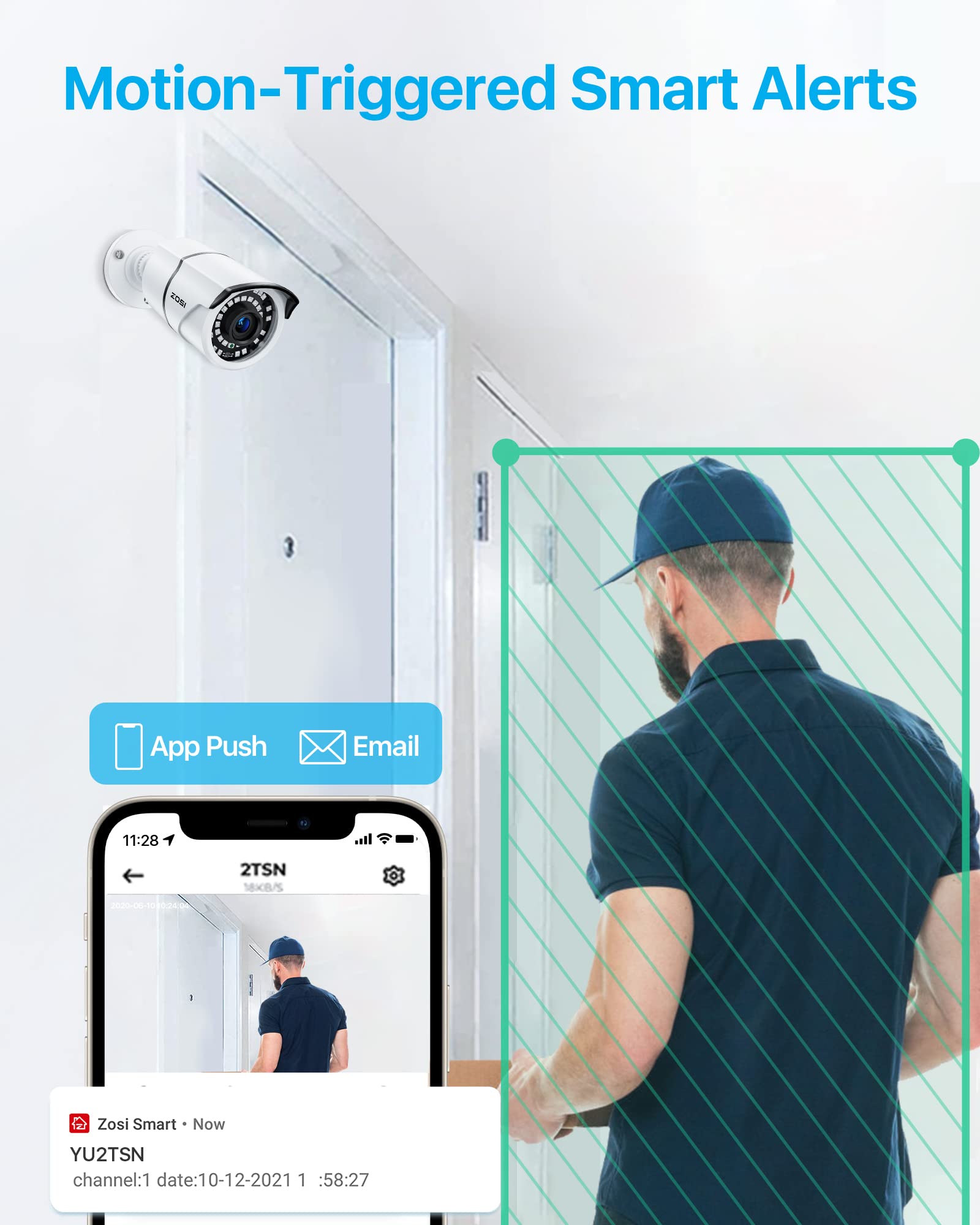 ZOSI 8CH 5MP PoE Home Security Camera System,H.265+ 8 Channel 5MP NVR with 1TB Hard Drive,4pcs Wired 5MP Outdoor Indoor PoE IP Cameras,120ft Night Vision,Motion Alert,Remote Access for 24/7 Recording