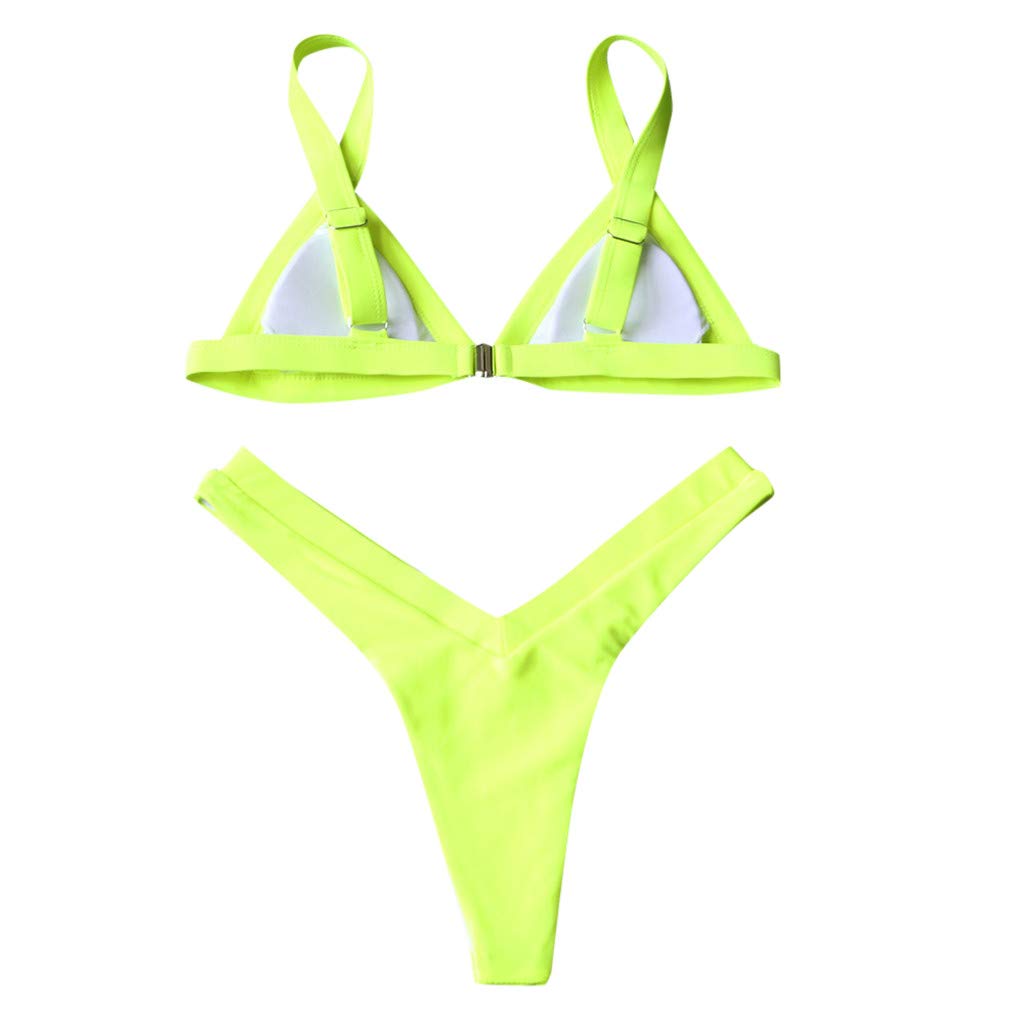 LATINDAY Womens Swimsuits 2 Pcs Brazilian Top Thong Bikini Set High Waisted Bathing Suits for Women Green