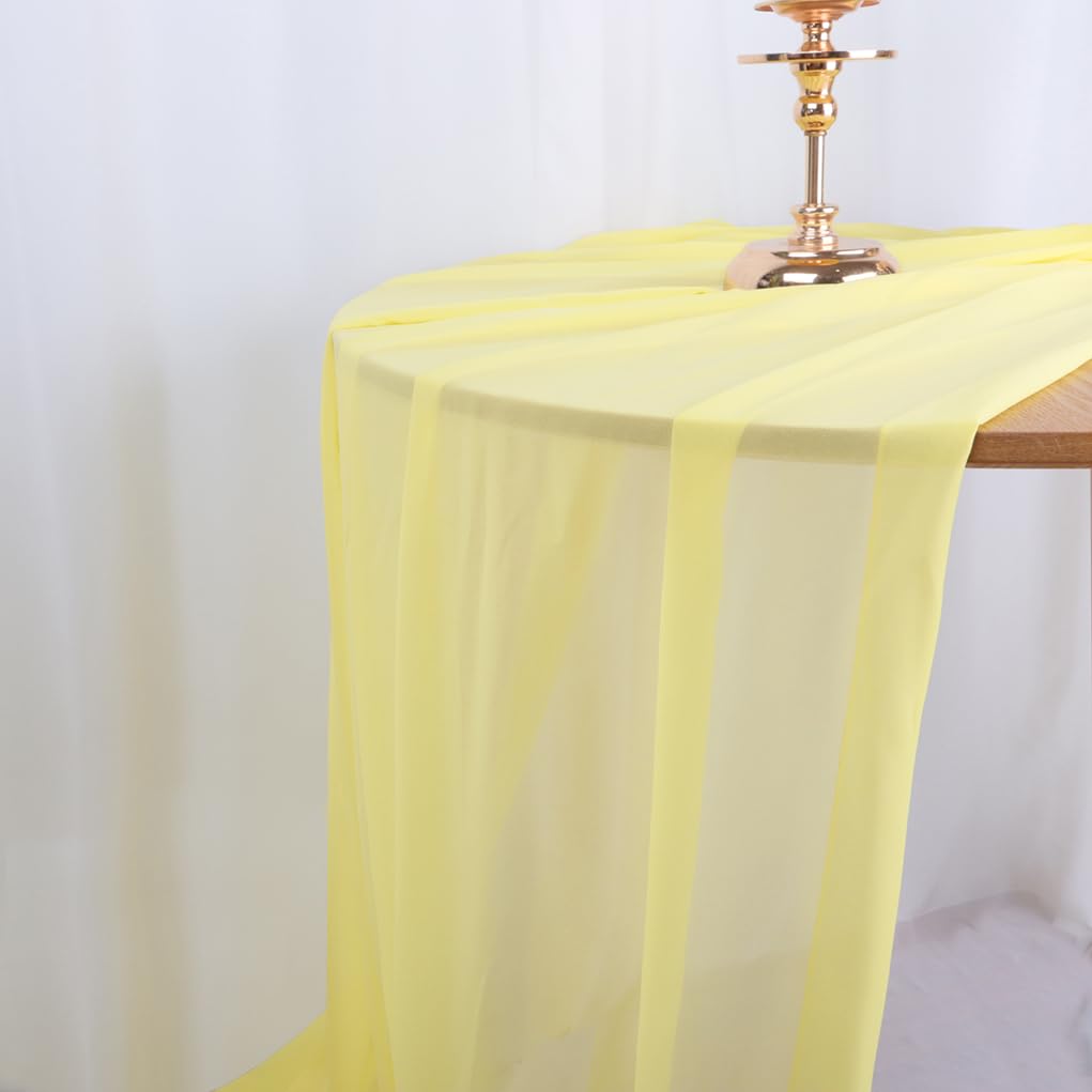 DUOBAO 59"Wide Chiffon Fabric Yellow Sheer Fabric 15 Feet Lightweight Fabric Yellow Fabric for Wedding Party Birthday (Yellow 5 Yards)