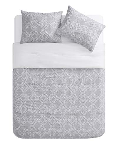 Tahari Home - King Comforter Set, 3-Piece Bedding with Matching Set, Modern Chic Room Decor (Sutter Grey, King)