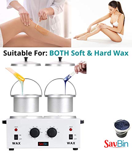 SAVBIN Professional Double Pot Wax Warmer 110V, 50-60Hz for Spa, Salon, and Personal Use