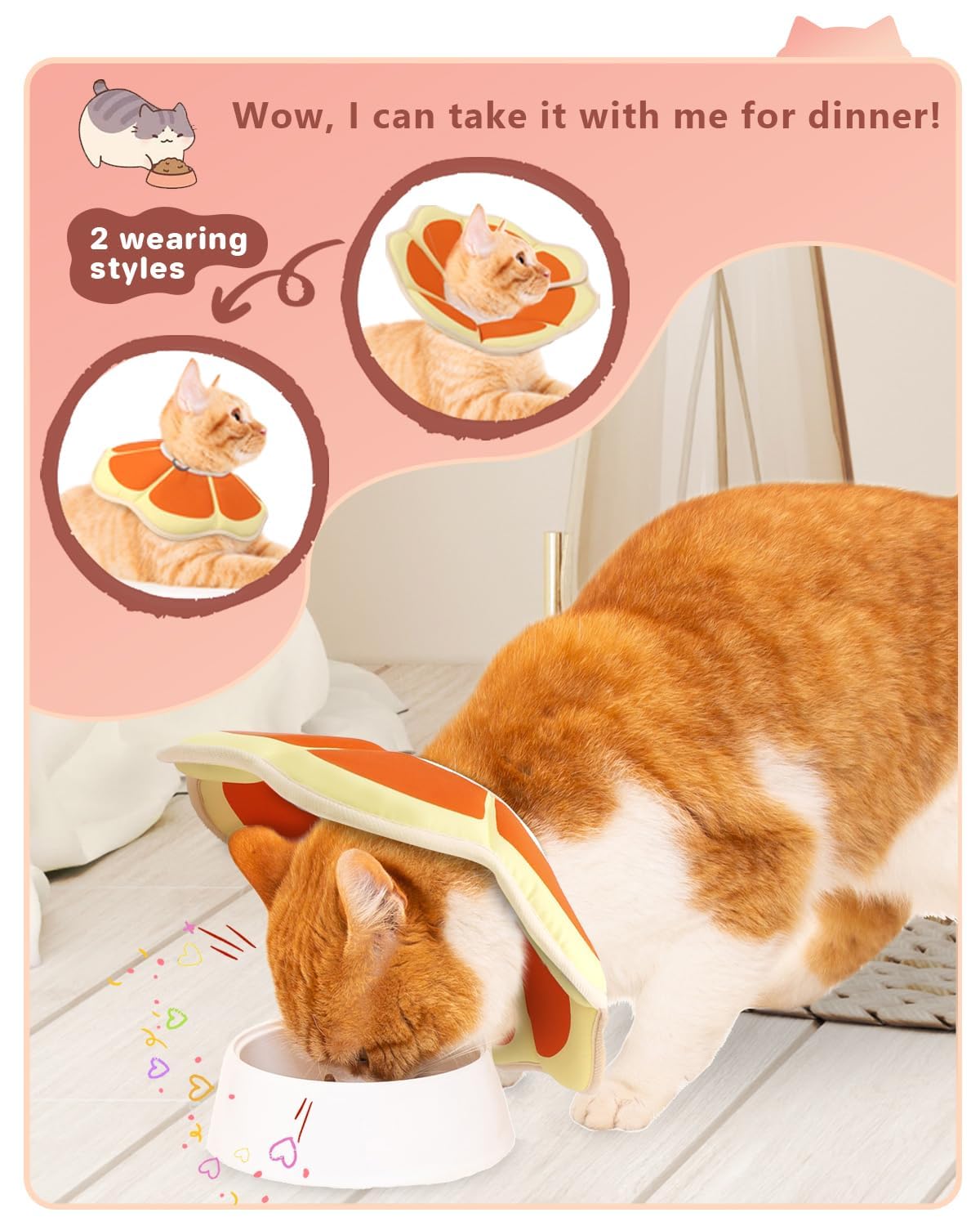 Pawfun Cat Cone Collar Soft, Protective Cat Recovery Collar to Stop Licking After Surgery, Comfortable Kitten Cones Elizabethan Collar for Small Medium Large Cats Prevent from Licking Wounds