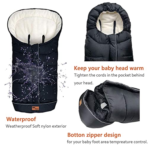 KZ Dotnz Winter Warm Stroller Footmuff, Waterproof Baby Stroller Bunting Bag, Centre and Botton Open for Easy in&Out, Universal Fit All Strollers, Pram