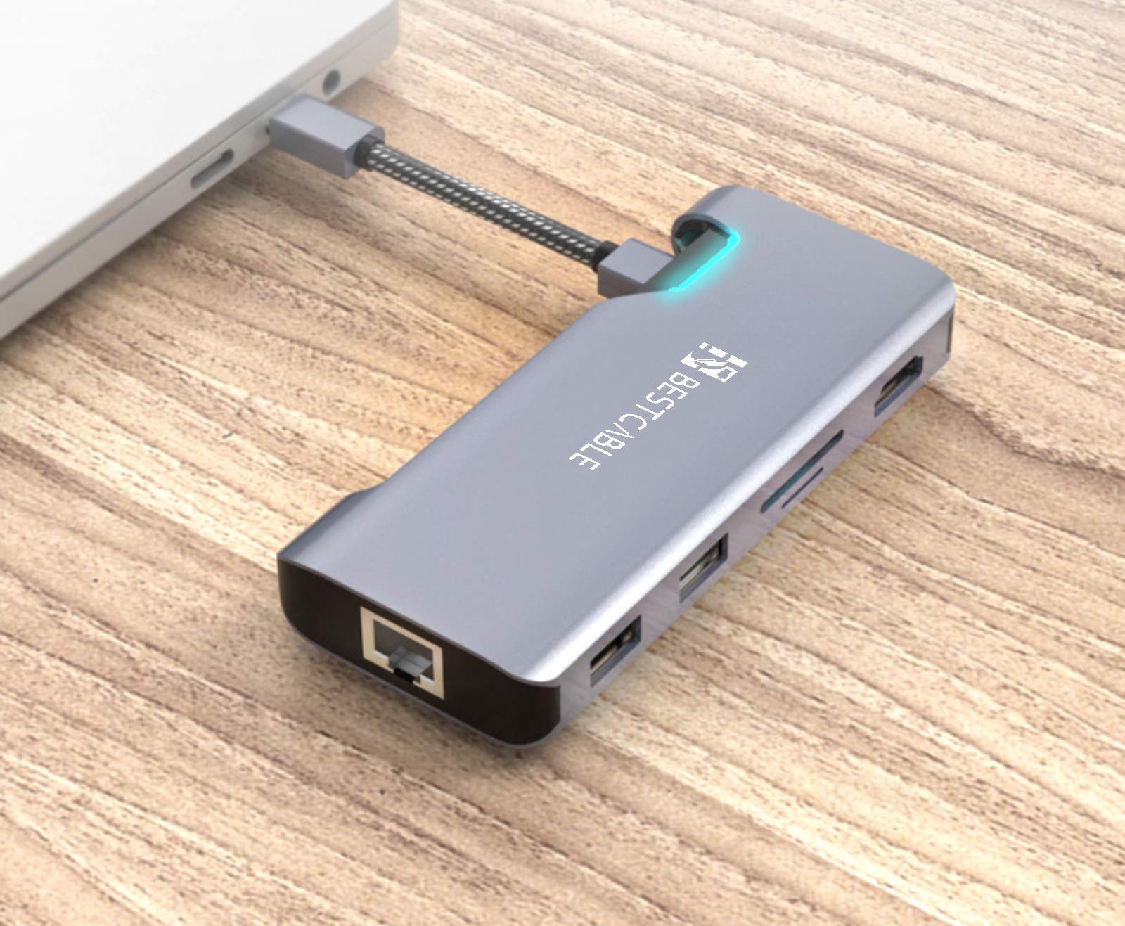 USB C Hub Adapter, BEST CABLE 7 in 1 USB C to HDMI 4K Adapter, Gigabit Ethernet RJ45, USB C Power Delivery, 2*USB 3.0 Port, SD/TF Card Reader Compatible with MacBook Pro,MacBook Air,Samsung,and More