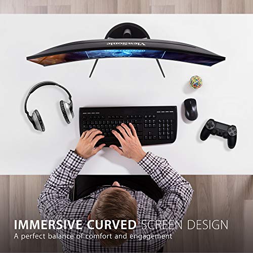 ViewSonic VX3268-PC-MHD 32 Inch Curved 1080p 1ms 165Hz Gaming Monitor with FreeSync Premium, Eye Care, HDMI and Display Port