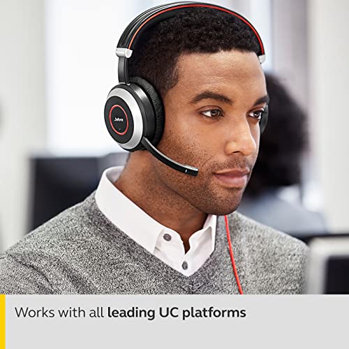 Jabra Evolve 80 UC Wired Stereo Over-Ear Headset β Unified Communications Optimised Headphones with Active Noise Cancellation β USB-C Cable and 3.5 mm Jack Connections β Black