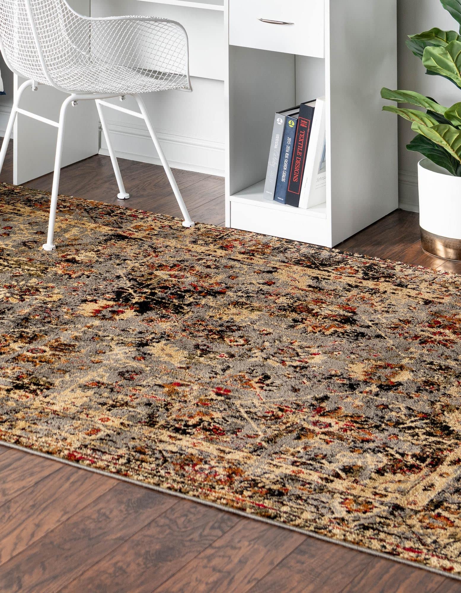 Unique Loom Saturn Collection Area Rug - Ion (5' 3" x 7' 10" Rectangle, Blue/ Black)