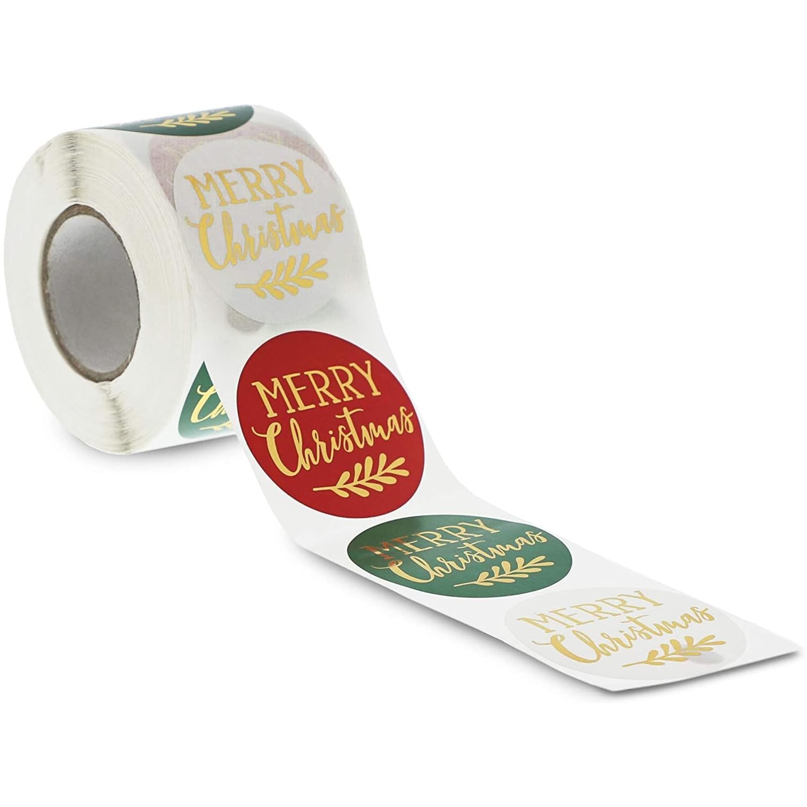 Pipilo Press 500 Pieces Merry Christmas Gold Foil Envelope Stickers, Festive Seals for Envelopes, Gift Tag, Xmas Card Labels Roll for Personalized Greeting Cards and Notes (2 Inch)