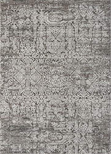 Well Woven Antu Black Vintage Distressed Damask Area Rug (5'3" x 7'3")