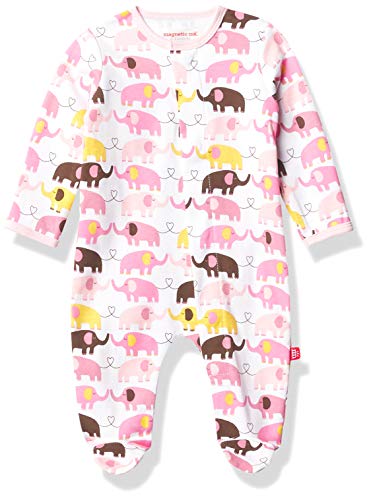 Magnificent Baby Unisex Baby Footies Pink Elephant, 3-6M 12-16 lb US